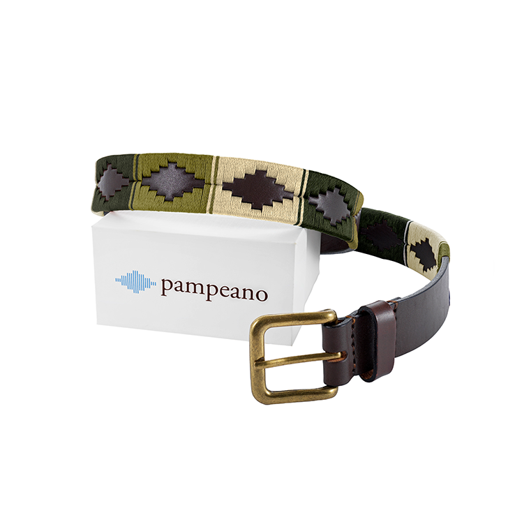 Green and brown leather pampeano Belt - Bosque