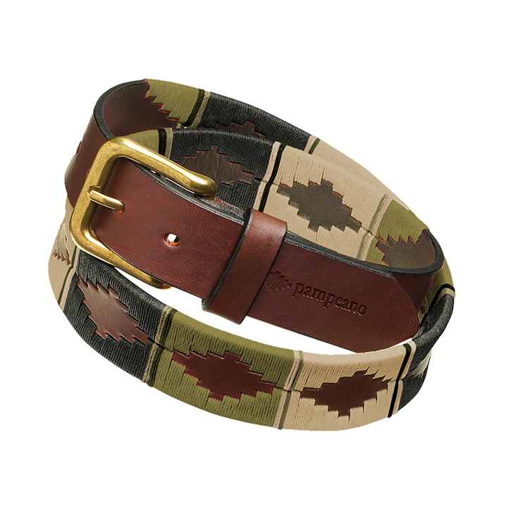 Green and brown leather pampeano Belt - Bosque